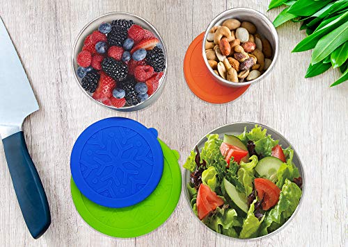 NomBox Stainless Steel Food Storage Containers β Set of 3 Kitchen Lunch/Snack Containers With Leak-proof Silicone Lids β Reusable & Washable β For Portion Control, Food Prep & Storing