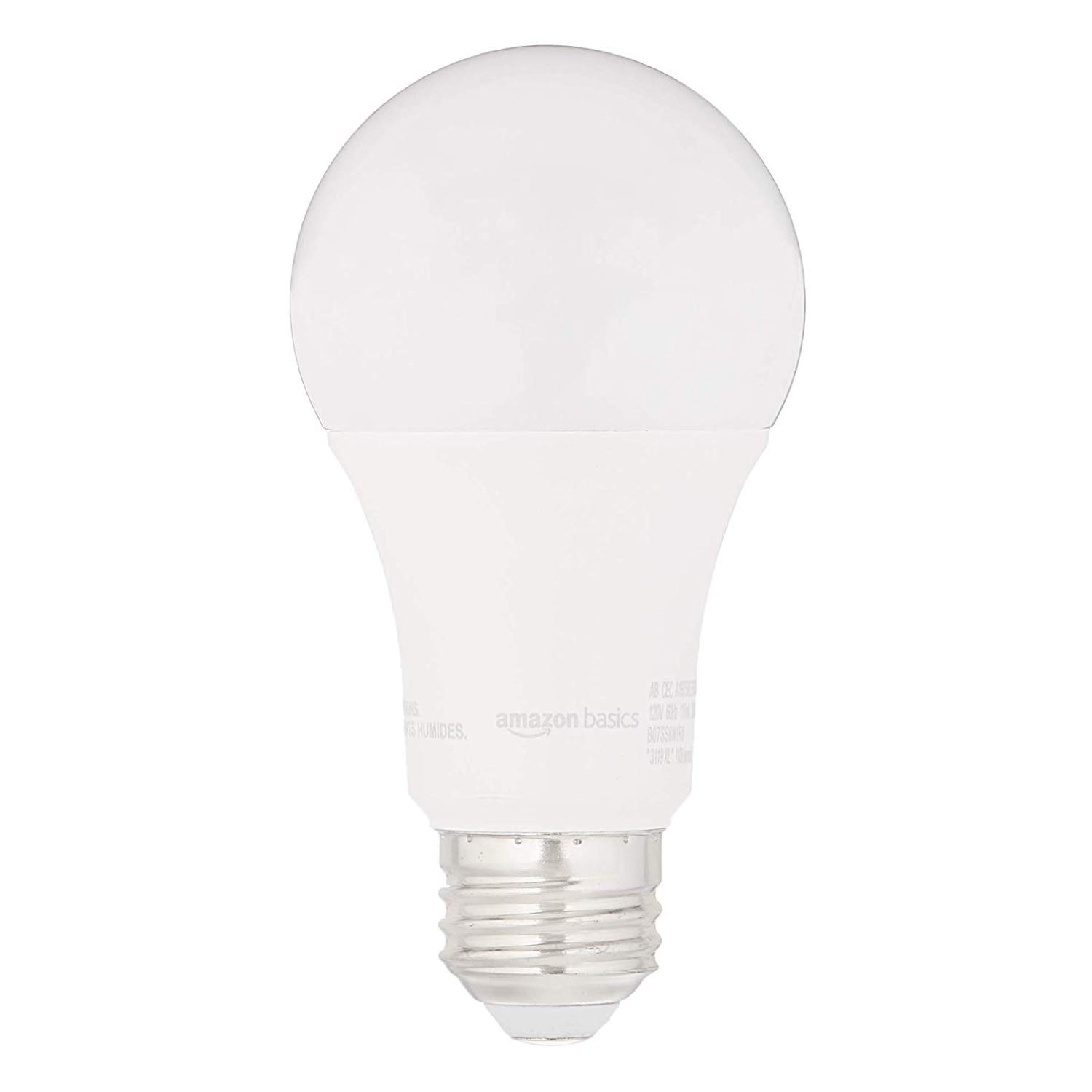 Amazon Basics 75W Equivalent, Daylight, Dimmable, 15,000 Hour Lifetime, CEC Compliant, A19 LED Light Bulbs | 6-Pack