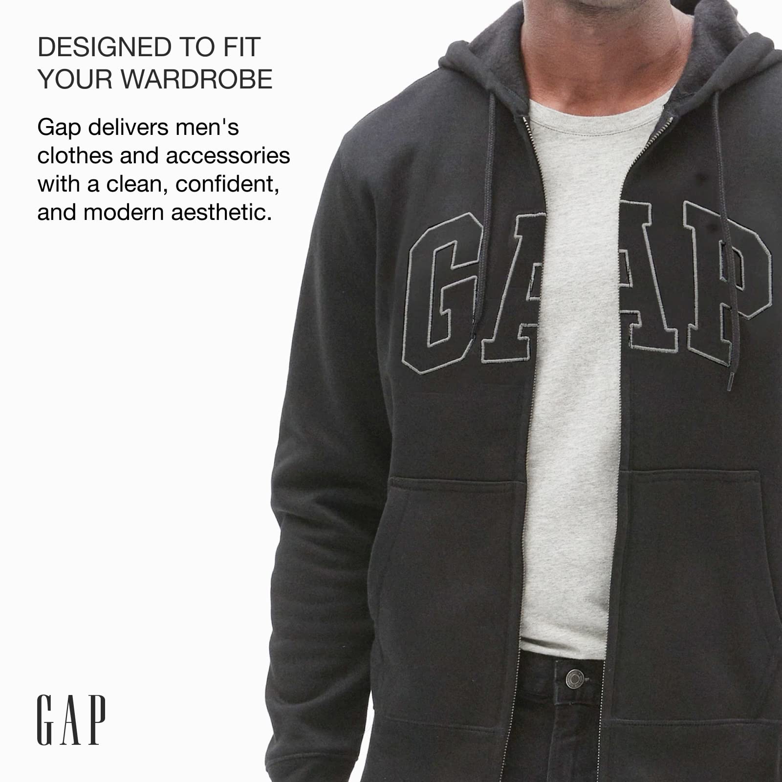 GAP mens Logo Hoodie Zip Sweatshirt, Tapestry Navy, X-Small US