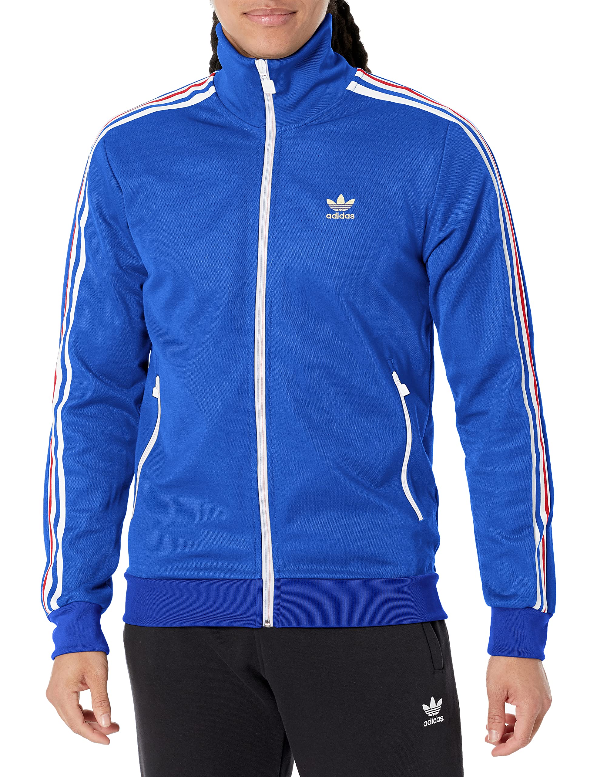 adidas Originals Men's Beckenbauer Track Top, Team Royal Blue/Team Royal Blue/White/Team Power R, Medium