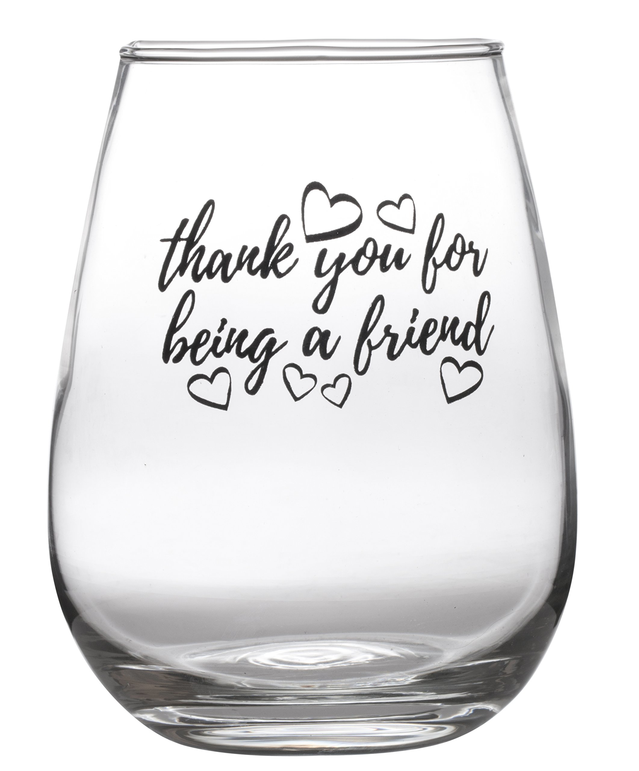 Artisan Owl Thank You For Being A Friend - Cute Funny Stemless Wine Glass - Large 17oz Stemless Wine Glass