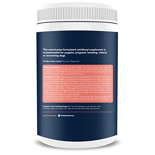 Vets Preferred Puppy Milk Replacement Formula - Dog Milk Replacer Powder Supplement for Pregnant, Lactating, Aging Dogs - Enriched with Colostrum - Nutritious Nursing Formula for Puppies - 12 Oz