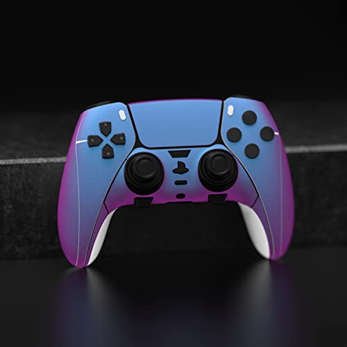 PlayVital Skin Decals Set for ps5 Edge Controller, Custom Sticker Vinyl Decal Skins Wrap for ps5 Edge Wireless Controller - Chrome Purple Blue