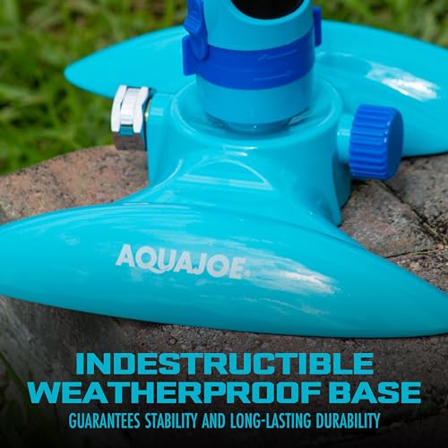 Aqua Joe AJ-MSSBM 4-Pattern Gear Drive Sprinkler w/Lie-Flat Metal Base for Any Landscape