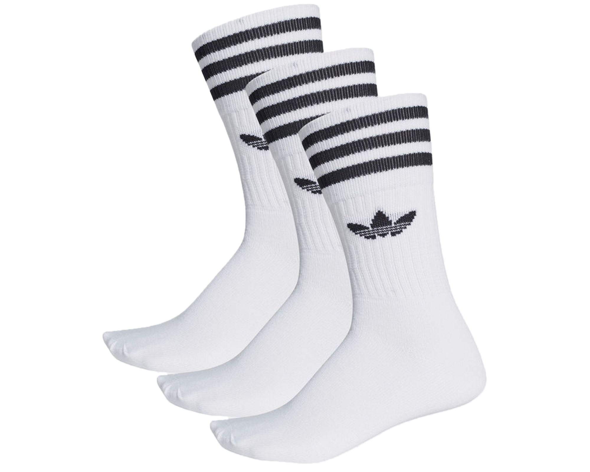 Adidas Originals Solid Crew Socks UK 8-11 White Black