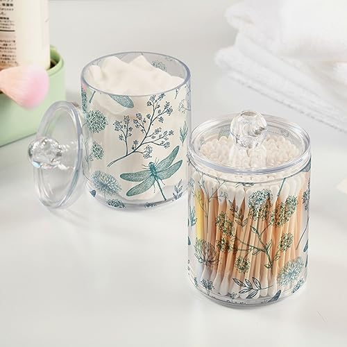 CHSIN 2 Pack Qtip Holder Dispenser with Lids, Dragonfly Storage Containers, Bathroom Canisters Organizer for Cotton Ball,Cotton Swab,Cotton Round Pads,Floss H120308 (g286930256p746c790s1724)