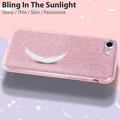 MATEPROX iPhone Se 2022 case,iPhone SE 2020 case,iPhone 8 case,iPhone 7 Glitter Bling Sparkle Cute Girls Women Protective Case for 4.7" iPhone 7/8/SE (Pink)