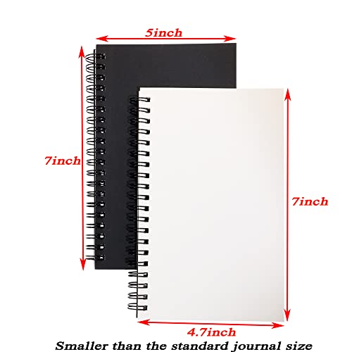 Mini Skater Set of 2 Black Notebook Blank Journal Memo Notebooks for Classroom School Students 100 Pages 50 Sheets (7 x 4.7 inch ,Black (Blank))