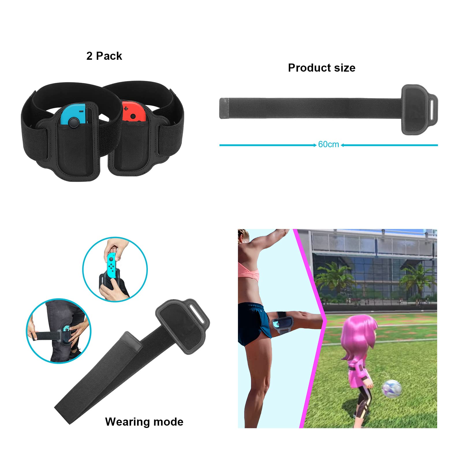 JOYTORN Switch Sports Accessories Bundle,Switch Accessories Kit with Ring Fit Leg Straps,Just Dace Wrist Bands,Mario Golf Super Rush Joycons Grips,Mario Tennis Rackets and Zelda Skyward Sword(9in1)