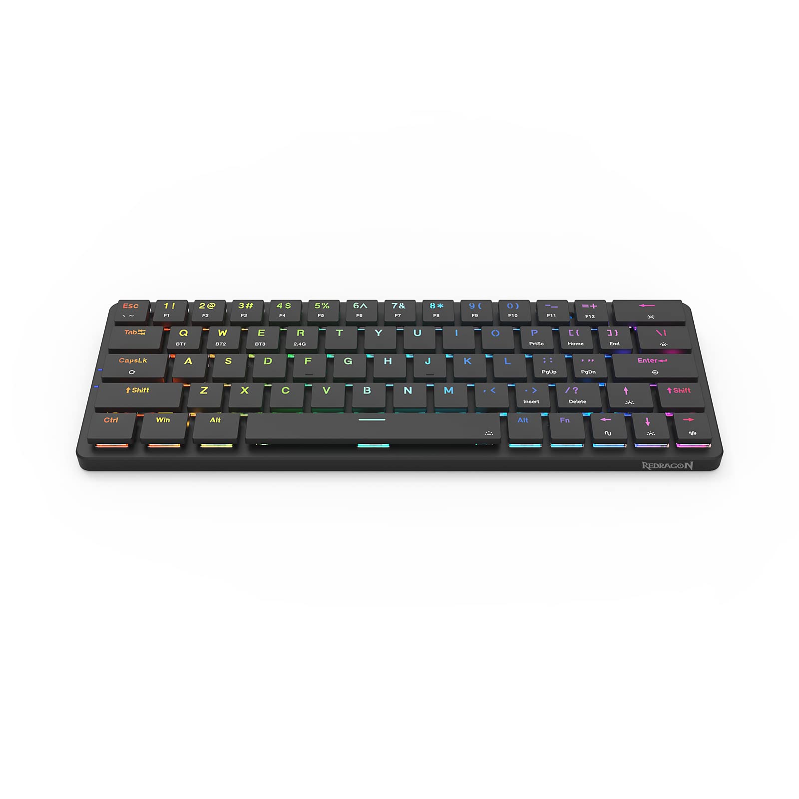 Redragon K624 Pro Mechanical Gaming Keyboard RGB LED Backlit 63 Key Wired/Wireless 2.4G and Bluetooth Low Profile with Anti-Dust Blue Switches (Black)