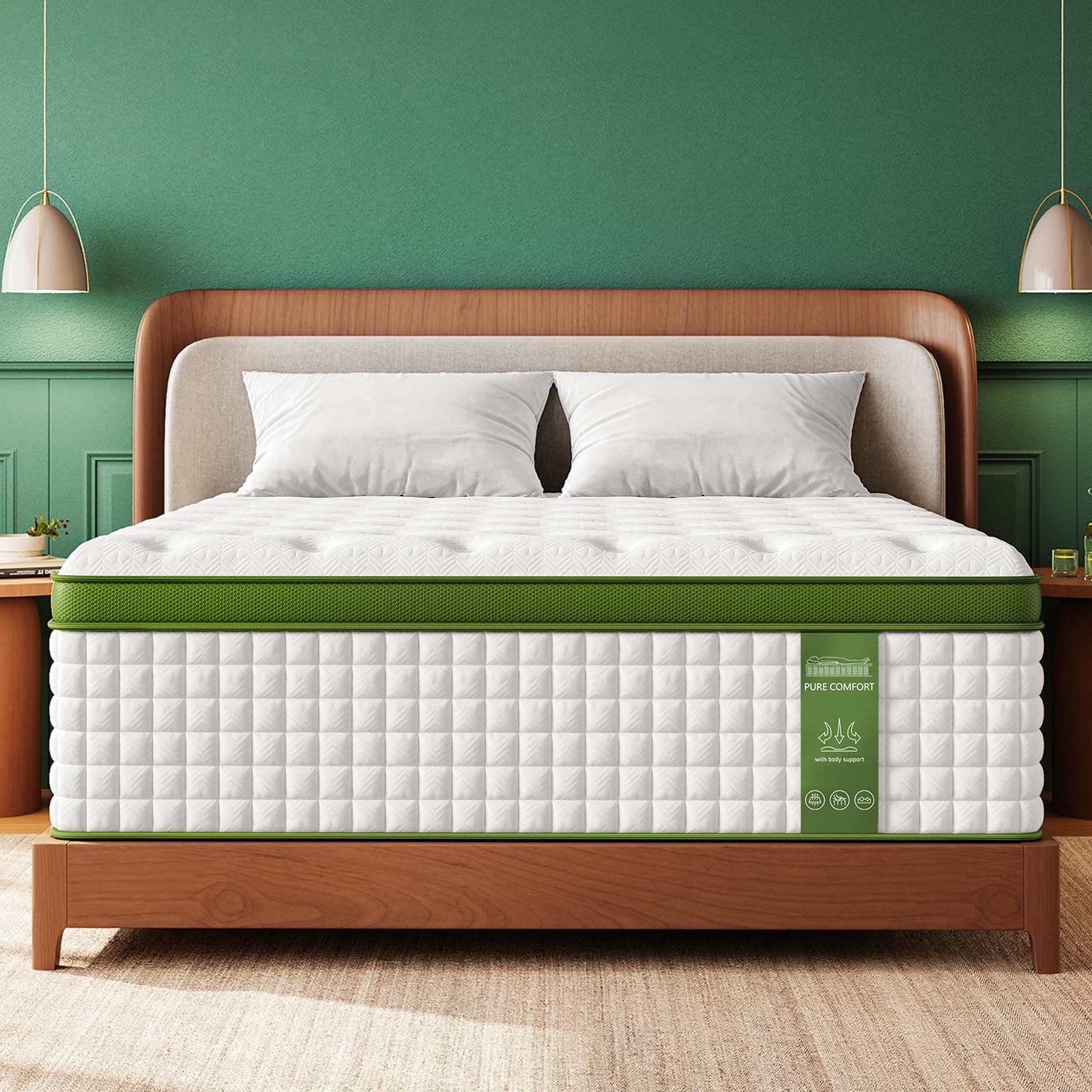 BedStory Queen Mattress, 14 Inch Hybrid Mattress Queen Size in a Box with Gel Memory Foam and Pocket Springs, Medium Firm Mattress, Pressure Relief & Motion Isolation, CertiPUR-Us Certified, No Odor