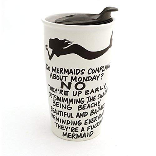 Mature Mermaid Travel Mug Ceramic LennyMud by Lorrie Veasey