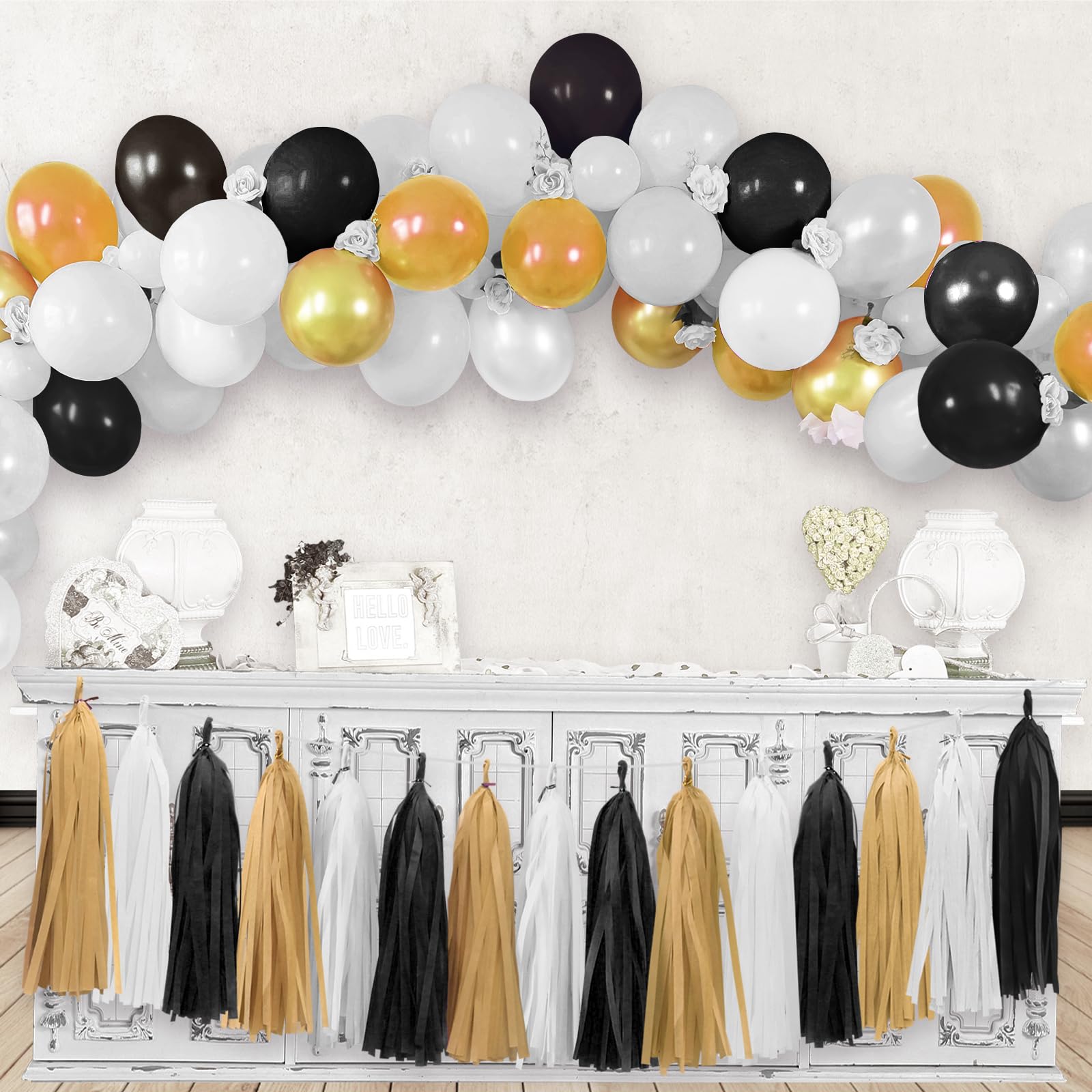 Aonor Going Away Party Decorations - Black We Will Miss You Banner and Tassel Garland for Goodbye Party Retirement Farewell Party Decorations