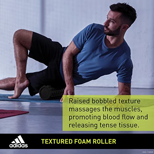 adidas Foam Roller for Physical Therapy & Exercise - 13" Textured Muscle Roller Back Pain Massager with Trigger Point Nodes for Deep Tissue Body Massage