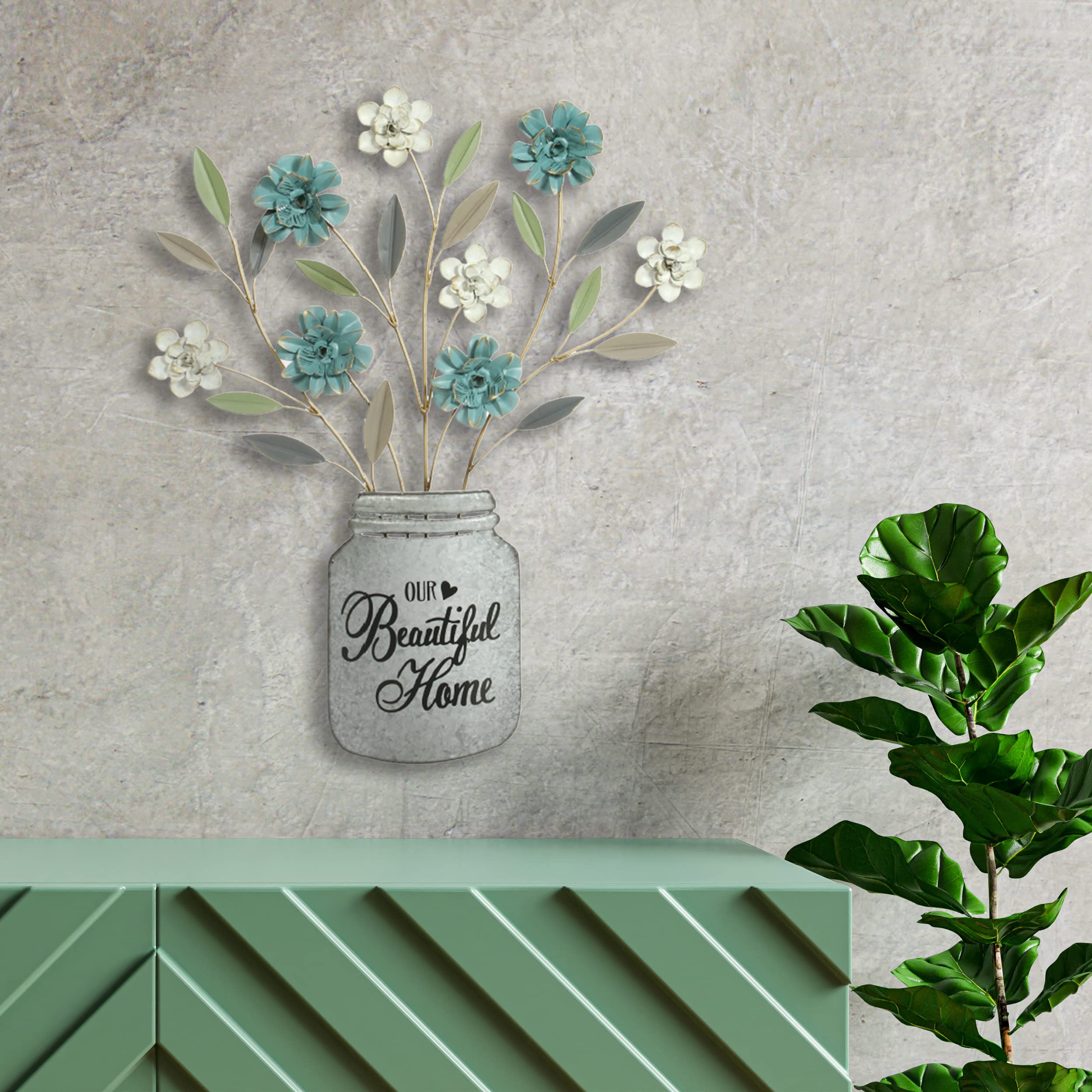 Hosley Metal Dimensional Wall Art Vase- 24" High. Ideal Gift for Weddings, Special Occasion, Home Decor, Party, Spa, Votive/LED Gardens, Home Office O9
