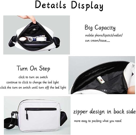 lumisonata Led Crossbody Bag Small Light Up Purse Glow Handbags Mini Shoulder Bags Women Luminous Wallet for Party (black)