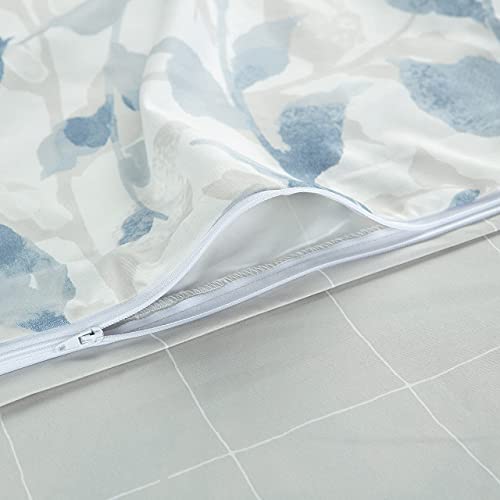 Chanasya Layered Leaf Duvet Cover Set - Duvet Cover (104β x 90β) & 2 Pillow Shams (20β x 36β) - 3-Piece Set, King Size, Blue Taupe