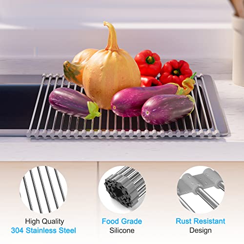 EMBATHER Roll Up Dish Drying Rack Over The Sink, Dish Drying Rack for Kitchen Counter
