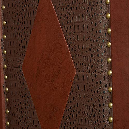 Deco 79 Faux Leather Scroll Partition Room Divider Screen Hinged Foldable Partition 4 Panel Privacy Screen with Faux Leather Detailing, Room Partition 64" x 1" x 71", Brown