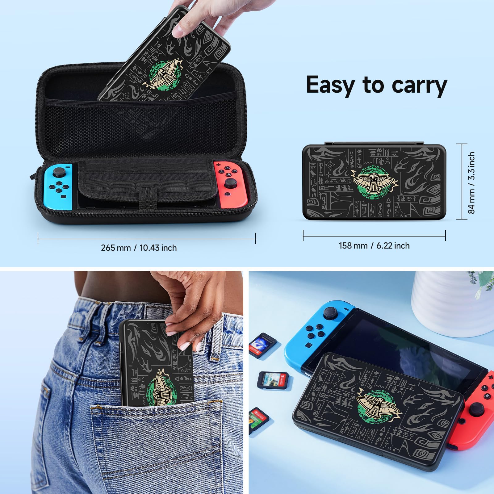 JINGDU 24-Slot Switch Game Case for Switch Games & micro SD Cards, Hard Shell, Soft Lining, [Shockproof, Portable], the Switch Game Holder Suitable for NS, Lite & OLED Games, Black