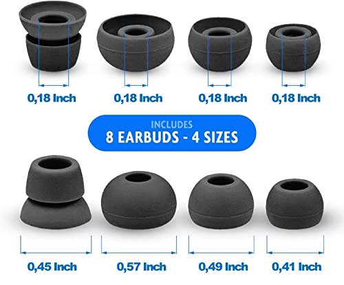 MMOBIEL Ear Tips Earbuds Replacement Compatible with Beats by Dre Powerbeats 2/3 Monsterbeats Wireless - Set of 4 Pairs - Silicone - Black