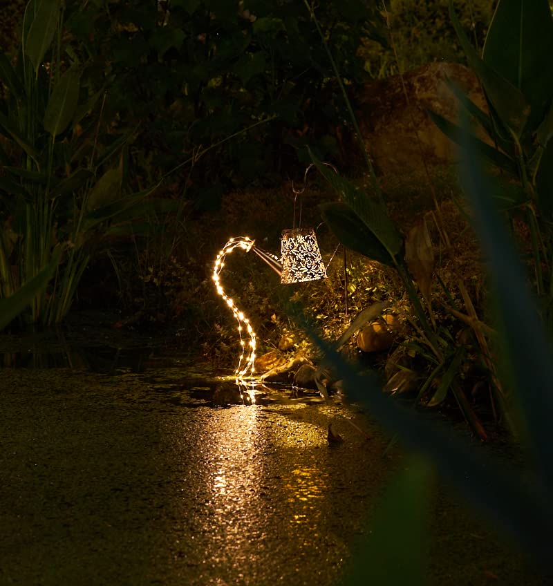 VINESSY Solar Lights Outdoor Garden Decor Pathway Decorative Lanterns Hanging Solar Patio Art Lights Retro Metal Waterproof Yard Watering Can with String Lights Walkway LED Waterfall Stake Light