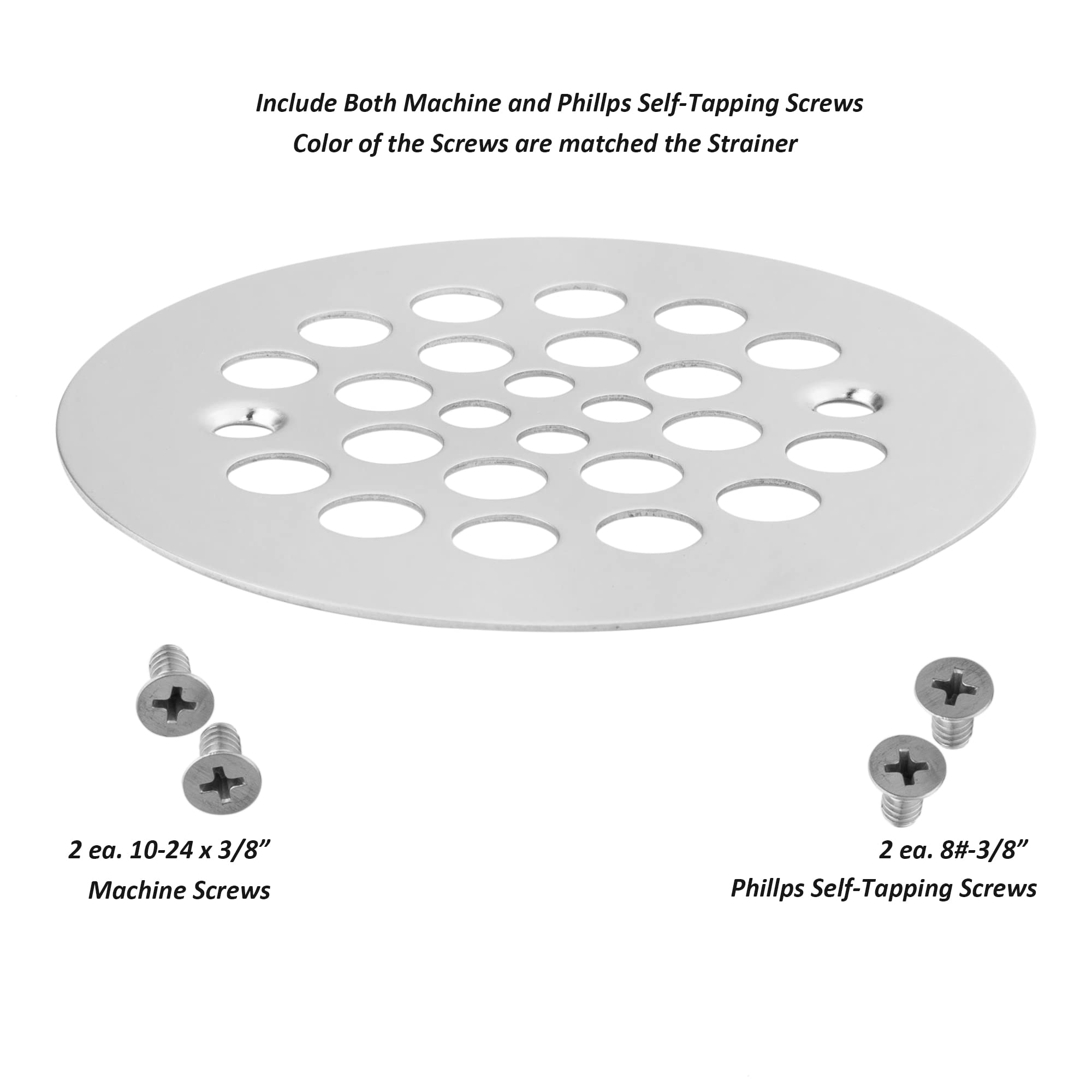 Artiwell 4-1/4β Shower Strainer Drain Trim Set, Screw-in Shower Strainer Drain Cover, Plastic-Oddities Style Replacement Strainer Grid,Machine & Self-Tapping Screws Included (Chrome Plated)