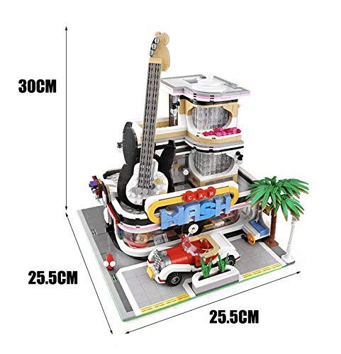 General Jim's Street View Creator Modular Building Blocks Toy Set - City Block Center - Music Store & Car Wash Toy Bricks - for Teens and Adults