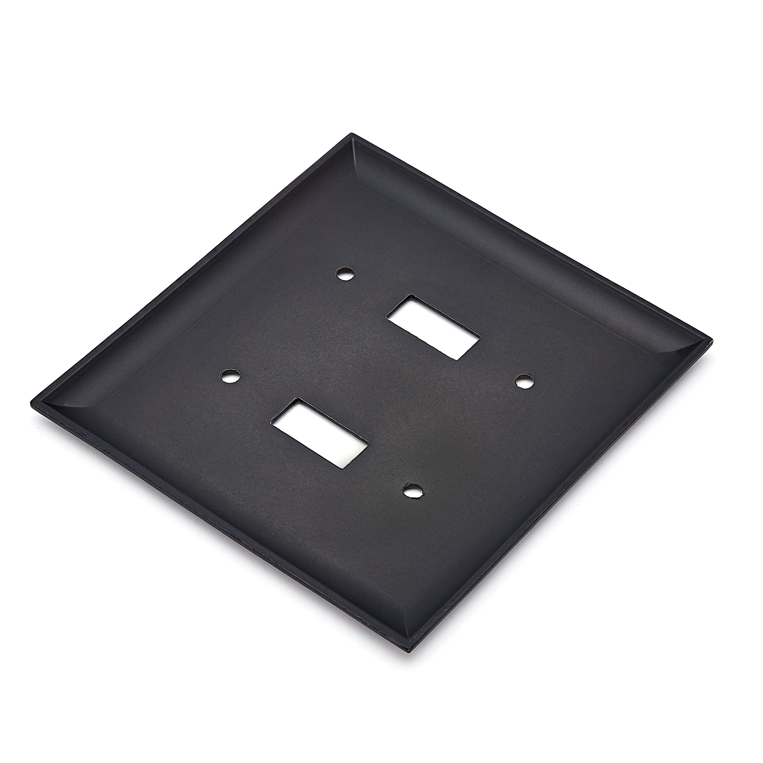 Amazon Basics Decorative 2-Gang Toggle Wall Plate - 2-Pack, Flat Black