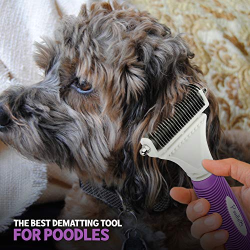 Poodle Pet Dematting Comb for Dogs β Handheld Undercoat Dematter Rake Grooming Tool for Long or Short Hair