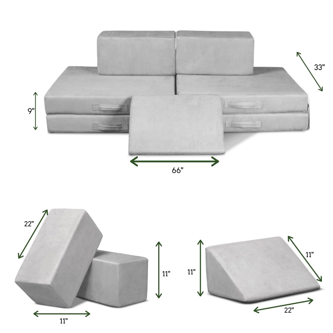 Figgy Modular Play Couch for Kids – Waterproof & Oeko-TEX Certified | Made in USA with Hook and Loop Connectors | Sensory Toy | Montessori Toy | Kid's Sofa & Indoor Climbing Playset