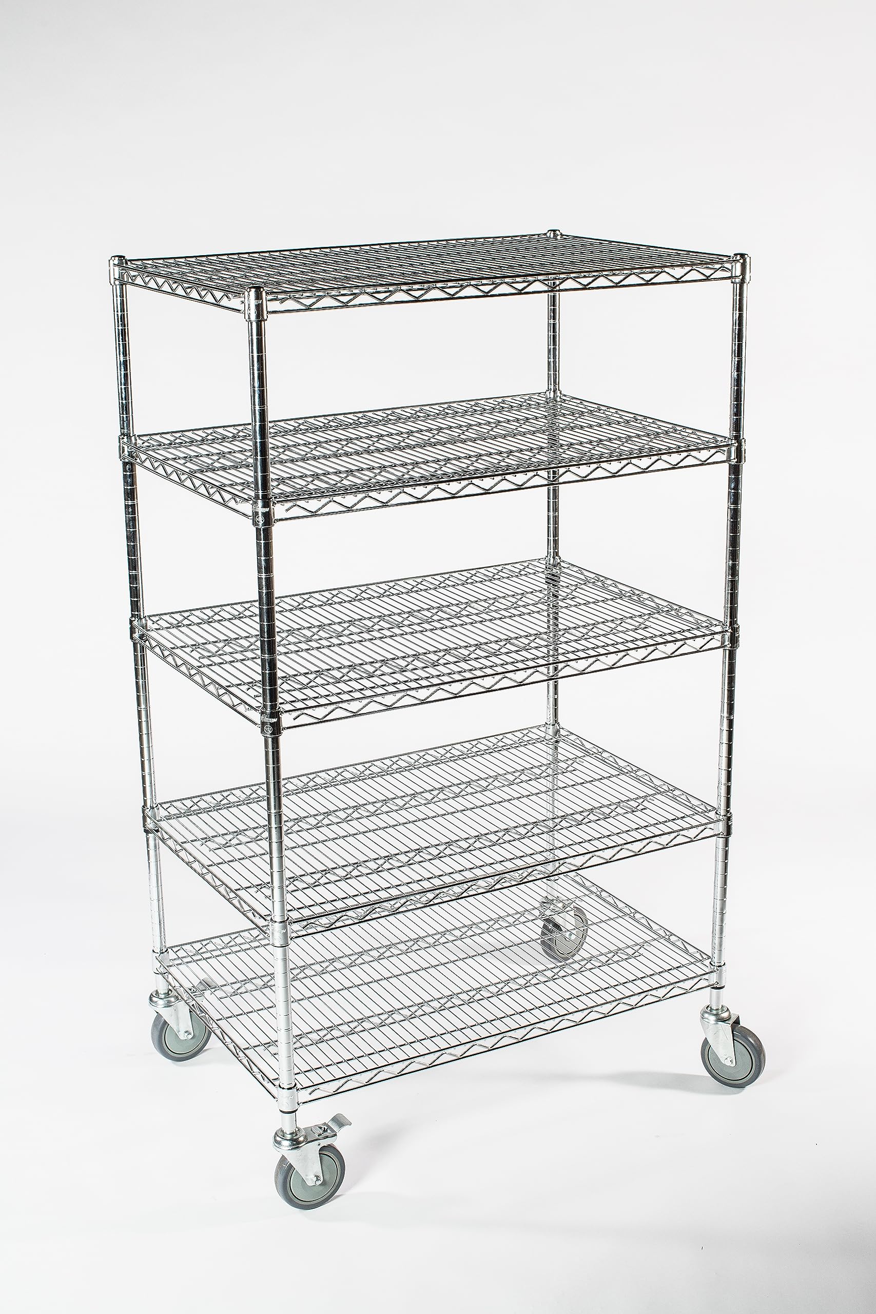 Omega Shelving Storage | 5 Tier Truck Shelving Unit 18" Deep x 36" Wide x 80" High- 1200 lb Capacity per Shelf, Adjustable Wire Shelving, Tool-Free Assembly |Chrome Garage Shelving
