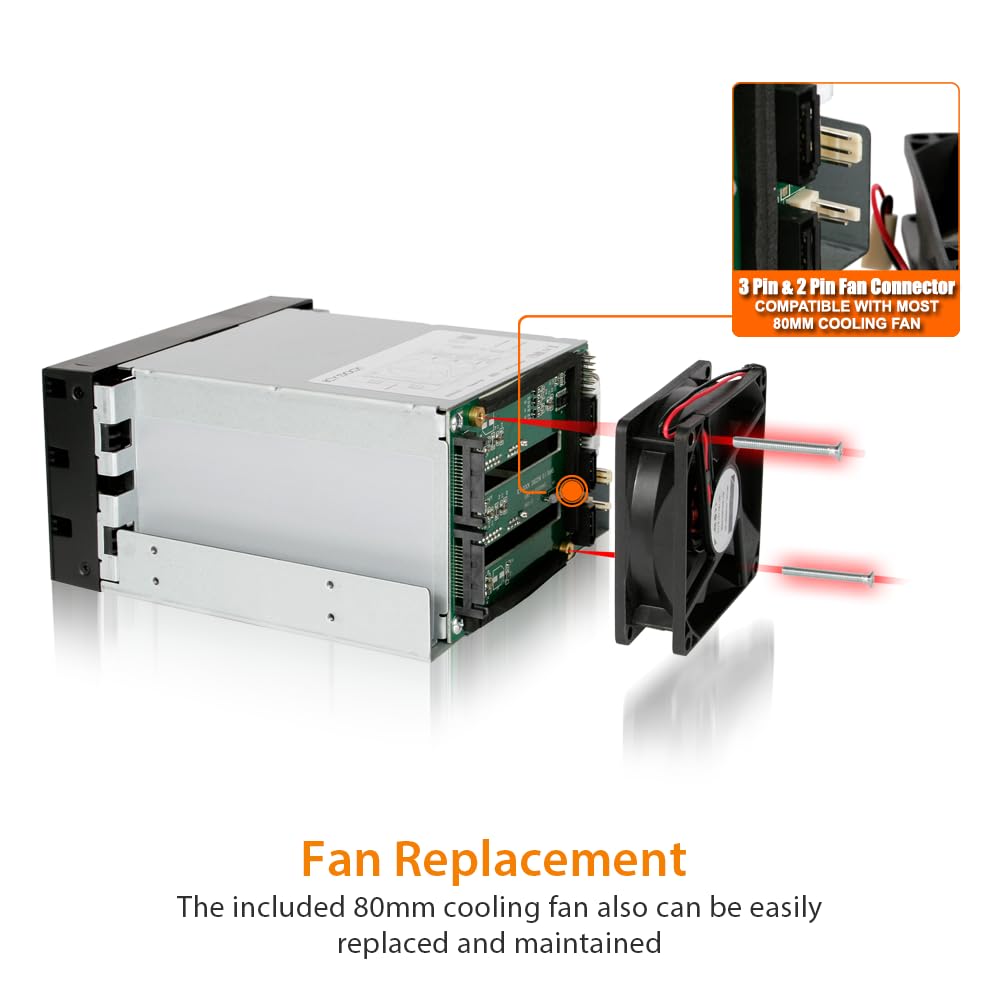 ICY DOCK 3 Bay 2.5”/ 3.5in SATA/SAS Hard Drive SSD Hot Swap Backplane Enclosure in 2X 5.25 Bay | FatCage MB153SP-B