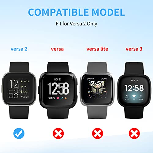 QIBOX Charger Compatible with Fitbit Versa 2 (Not for Versa/Versa Lite), 2-Pack Replacement USB Charging Cable Dock Stand for Versa 2 Health & Fitness Smartwatch, 3Ft Sturdy Power Cord