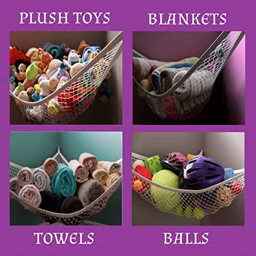 MiniOwls Toy Hammock Organizer for Stuffed Animals Perfect Storage Idea for Teddies and Dolls. Simple but Strong Solution to Display Childrenās Plushies (Purple, Large)