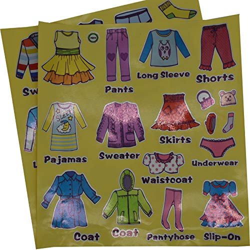 Maydahui 2 Sheets(31 Count) Dresser Clothing Decals 11 * 11inch Boys Girls Clothing Sort Wall Sticker Removable Clothes Classification Label for Wardrobe Drawer Organizing Home Bedroom Decoration