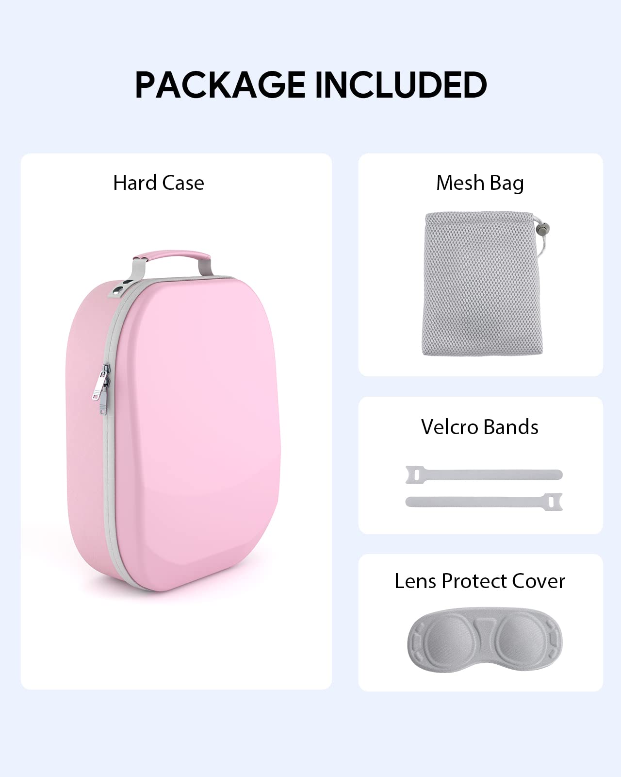 Aubika Pink Carrying Case for Meta Quest 3S/Quest 3/Oculus Quest 2/Pico 4/Quest Pro/Vision Pro, Compatible with Elite/Battery Headset Strap Accessories, Hard Travel Case