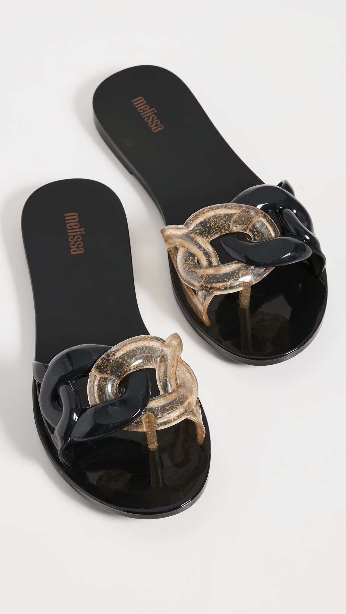 Melissa Women's Jelly Chain Slides, Black, 8 Medium US
