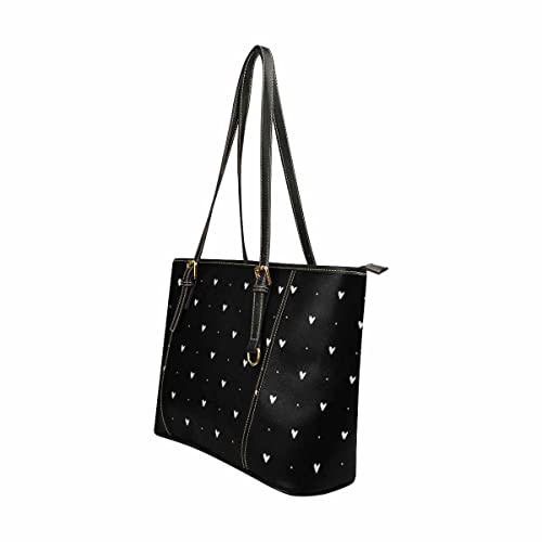 InterestPrint Tote Bag for Women School Work Travel and Shopping White Love Hearts