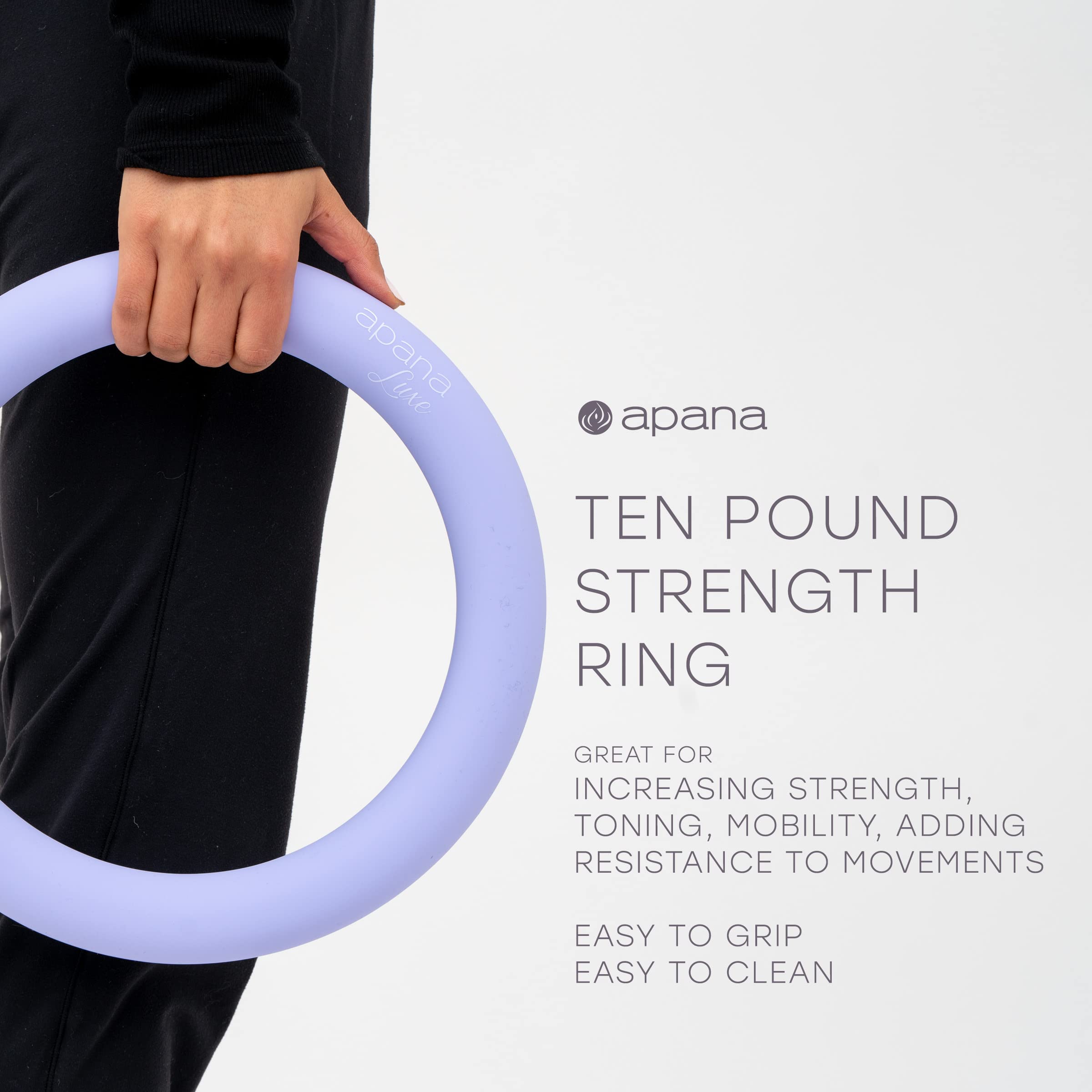 Apana Yoga Power Ring 10 Pound Strength Workout And Training Ring Yoga Dance Pilates Barre Silicone Ring For Workout and Toning (Lavender)