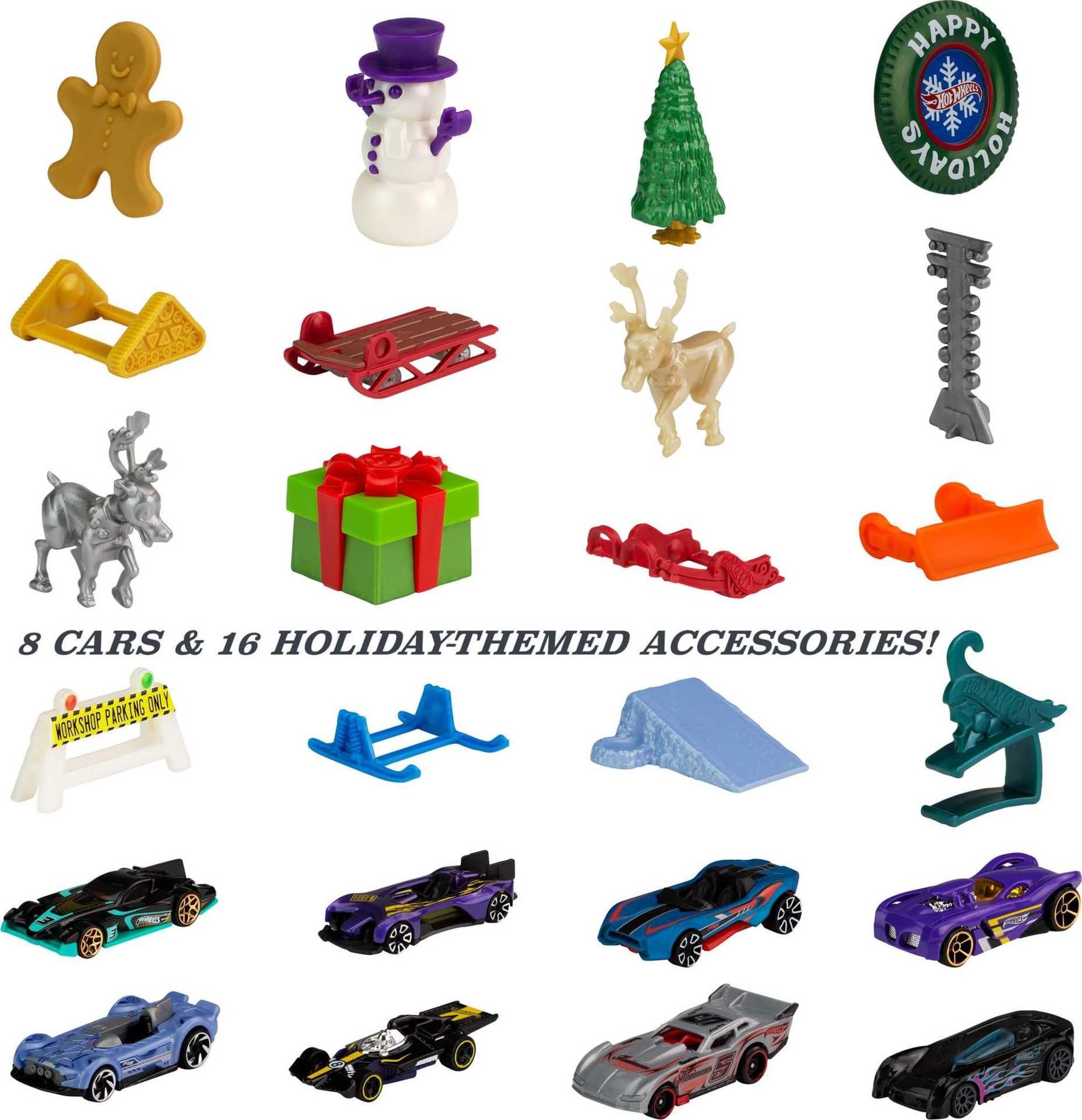 Hot Wheels 2021 Advent Calendar with 24 Surprises That Include 8 1:64 Scale Vehicles & Other Cool Accessories, Plus a Play Pane Mat, for Collectors & Kids 3 Years Old & Up