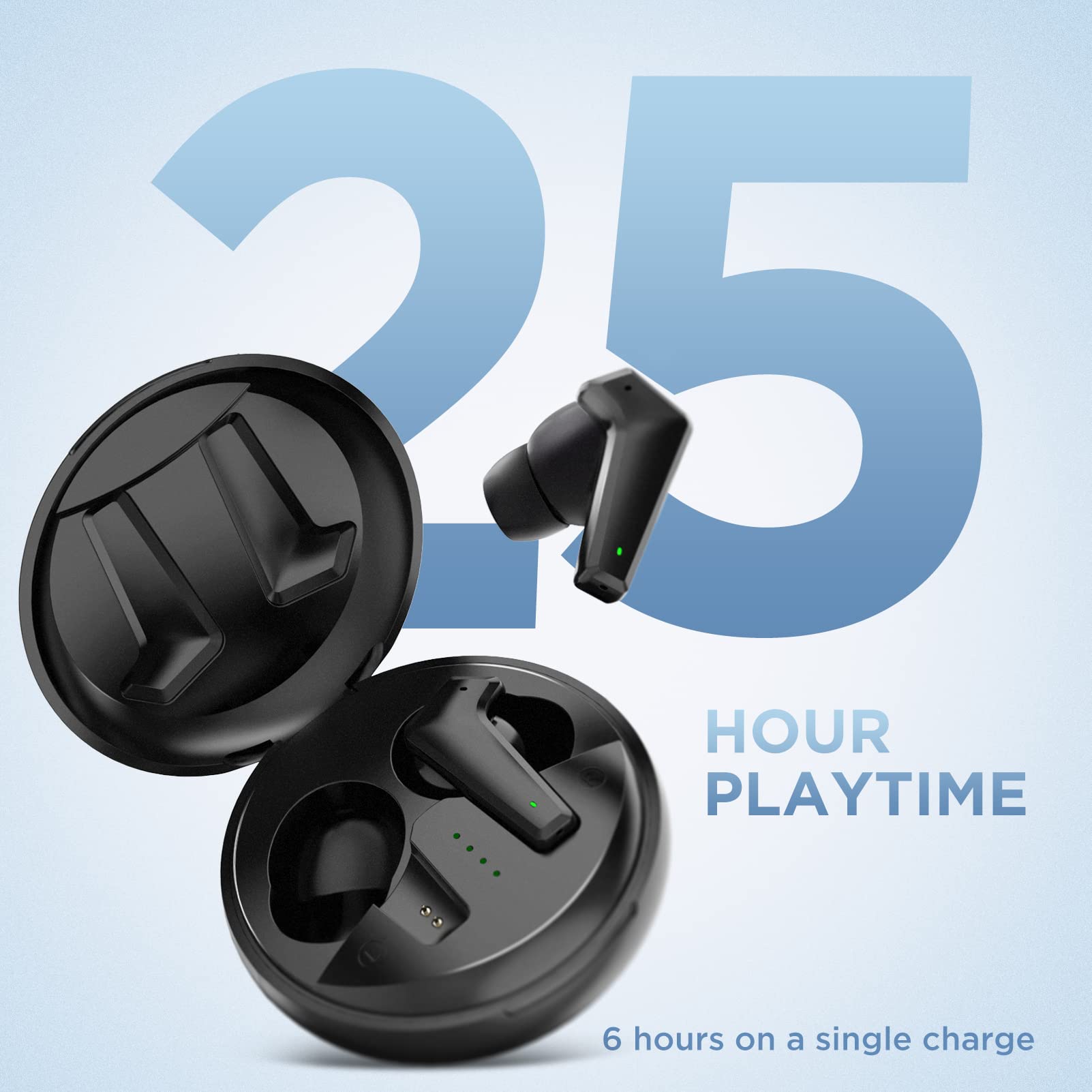 Apex Elite Active Noise Cancelling Earbuds Bluetooth Headphones True Wireless Earbuds with Charging Case Bluetooth Earbuds 5.0 Built in Mic Immersive Sound Deep Bass 25H for Sports/Travel/Work, Black