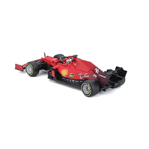 Bburago B18-36828L 1:43 F1 2021 Ferrari SF21 with Helmet Leclerc, Assorted Designs and Colours
