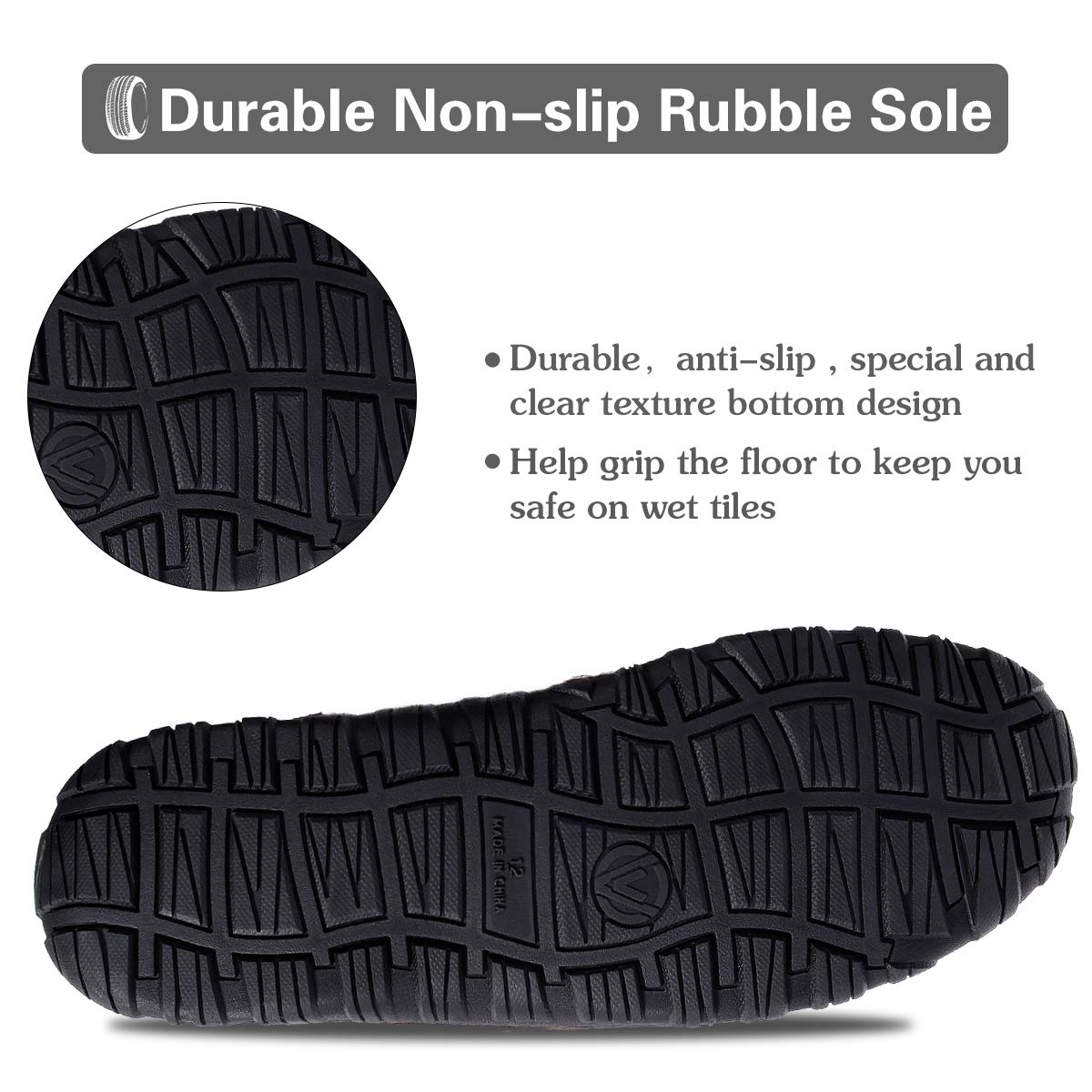 Amazon Essentials Men's Warm Plush Slippers, Black, 10