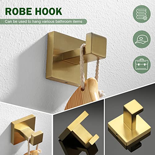 VELIMAX Premium Stainless Steel 4 Pieces Bathroom Hardware Accessories Set Wall Mounted Towel Bar Set, Brushed Gold, 23.6-Inch
