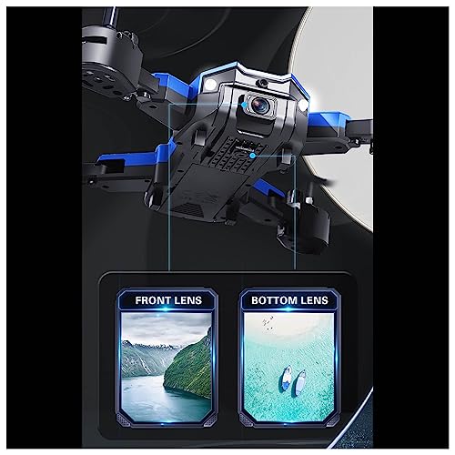 Drone with 8K Dual Camera for Adults Kids 8-12, Multi-directional Automatic Obstacle Avoidance UAV HD Aerial Photography Toy Radio-controlled Aircraft Quadcopter, Gesture Photo/Video (Blue)