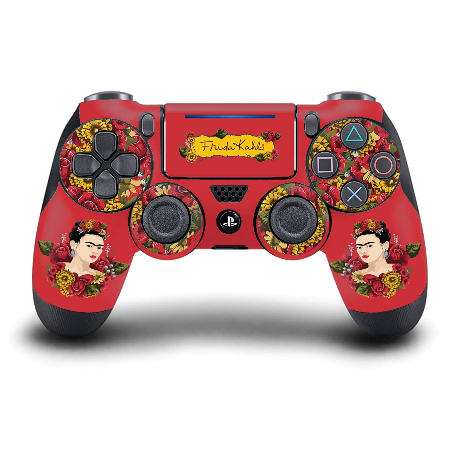Head Case Designs Officially Licensed Frida Kahlo Portrait Pattern Floral Matte Vinyl Sticker Gaming Skin Case Cover Compatible With Sony PlayStation 4 PS4 DualShock 4 Controller