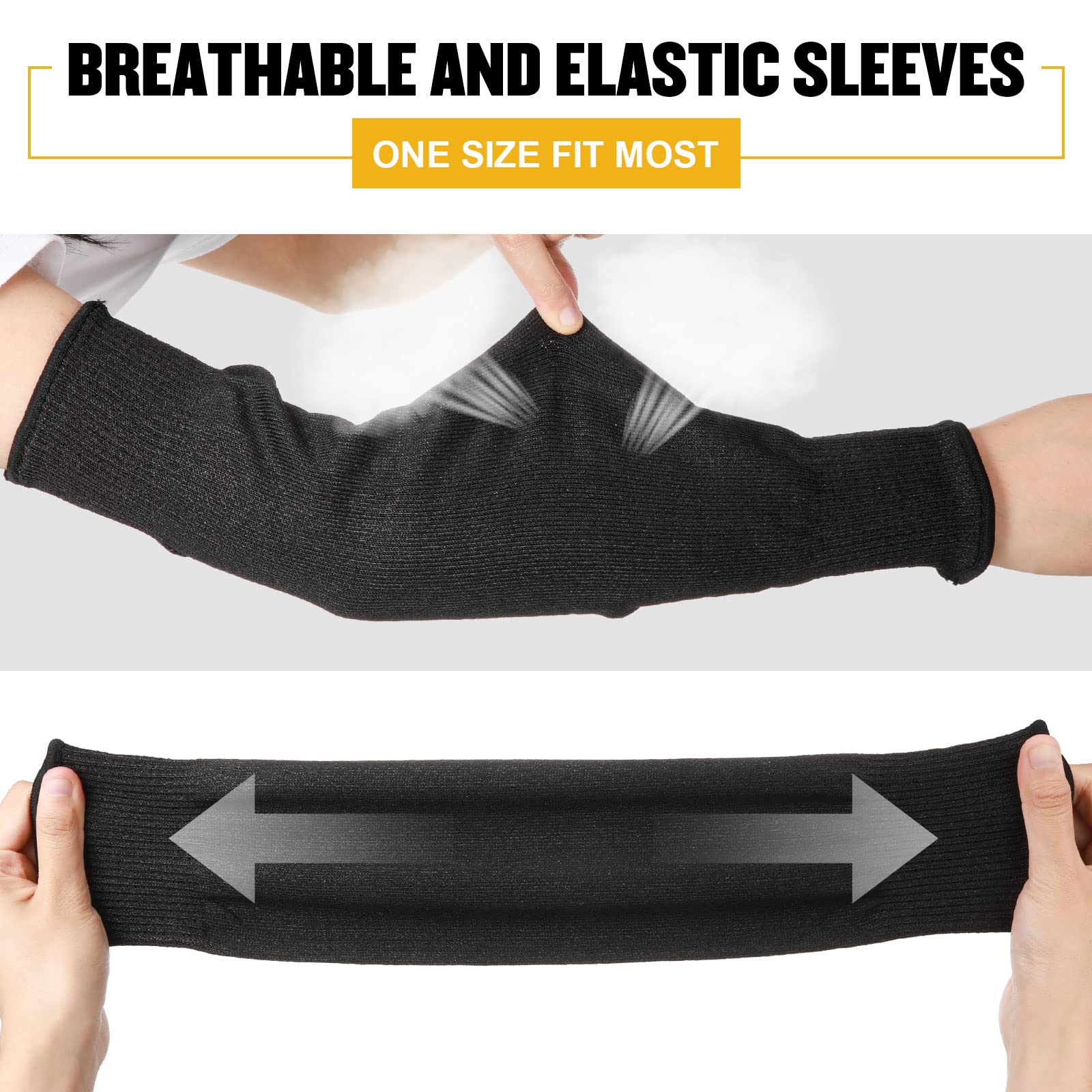 Chuarry 4 Pairs Cut Resistant Sleeves Thin Arm Protectors Arm Guard for Thin Skin and Bruising Sleeves for Men Women(Black, Gray)