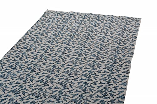 Trade Star 3 Yard Hand Block Print Fabric 100% Cotton Fabric for Sewing Crafting Dressmaking Running Natural Dye Sanganeri Indian Bird Print Fabric by The Yard Width 44 Inches(Pattern 1)