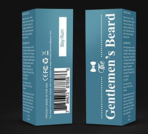The Gentlemen's Beard Premium Bay Rum Beard Oil - Conditioner Softener - All Natural - Softens, Strengthens and Promotes Beard & Mustache Growth - Leave In Conditioner Moisturizes Skin